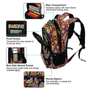 ALAZA Hippie Peace Symbol Paisley Flowers Backpack Purse for Women Men Personalized Laptop Notebook Tablet School Bag Stylish Casual Daypack, 13 14 15.6 inch