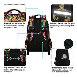 ALAZA Hippie Peace Symbol Paisley Flowers Backpack Purse for Women Men Personalized Laptop Notebook Tablet School Bag Stylish Casual Daypack, 13 14 15.6 inch