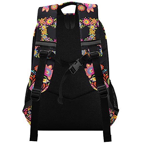 ALAZA Hippie Peace Symbol Paisley Flowers Backpack Purse for Women Men Personalized Laptop Notebook Tablet School Bag Stylish Casual Daypack, 13 14 15.6 inch