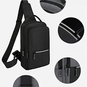 YERCHIC Small Sling Backpack Multipurpose Crossbody Chest Shoulder Bag Travel Hiking Daypack with Reflective Strip (Black)