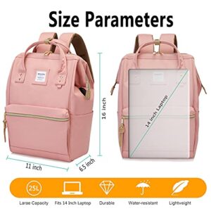 Bebowden Travel Laptop Backpack for Women College Bag Business Work Anti Thef Water Resistant Casual Daypack Fits 14 Inch Laptop Pink