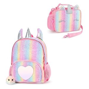 mibasies unicorn backpack with lunch box for girls