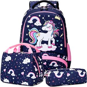 meisohua kids backpack set for girls school bookbag kids unicorn backpack for girls school bags with lunch bag unicorn purse 3 in 1 set