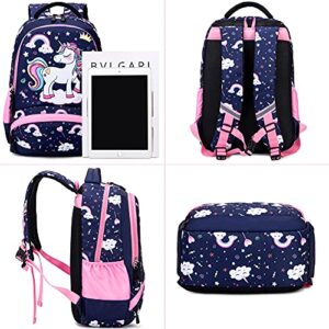 Meisohua Kids Backpack Set for Girls School Bookbag Kids Unicorn Backpack for Girls School Bags with Lunch Bag Unicorn Purse 3 in 1 Set