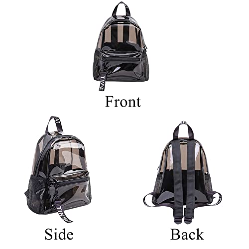 EKUIZAI Waterproof Transparent Backpack Clear School Book Bag Travel Bags Plastic Knapsack Kids Daypack (Black)(2546)