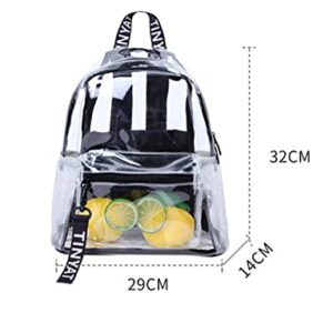 EKUIZAI Waterproof Transparent Backpack Clear School Book Bag Travel Bags Plastic Knapsack Kids Daypack (Black)(2546)