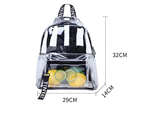 EKUIZAI Waterproof Transparent Backpack Clear School Book Bag Travel Bags Plastic Knapsack Kids Daypack (Black)(2546)