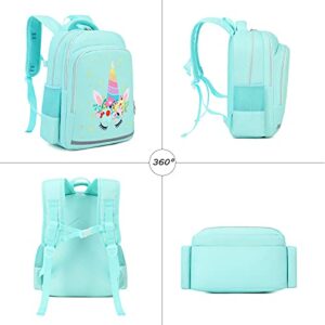 Unicorn Backpack and Lunch Box for girls School Backpack for Girls Unicorn Bookbag Set with Chest Strap Lunch Box and Pencil Bag Preschool Kindergarten Backpack Set