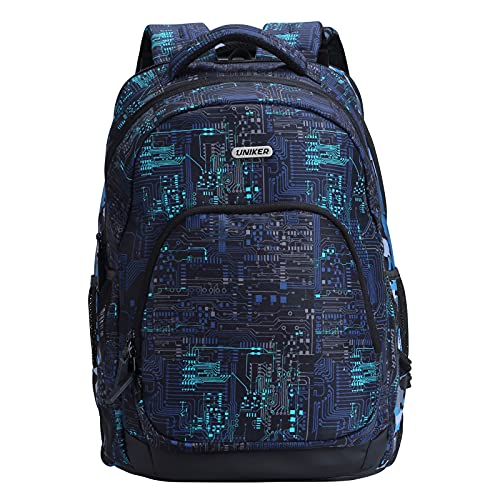 UNIKER School Backpack Men,High School Backpacks Blue,Backpack with Laptop Compartment,Bookbags for Middle School