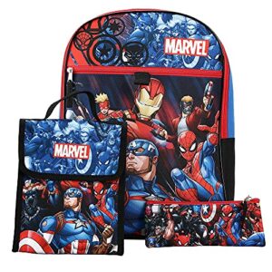 marvel multi-character backpack and folding lunch 6 piece value set for boys