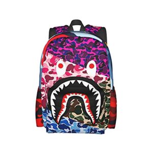 vkaxopt backpack shark teeth camo backpacks travel laptop daypack big capacity bookbag fashion durable for men and women