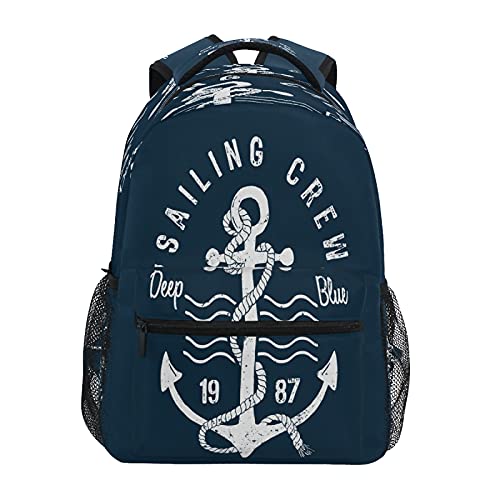 YoCosy Ocean Sea Nautical Anchor Pattern School Backpack for Teen Girls Boys Lightweight Student Backpack Travel Bookbag Laptop Casual Daypack