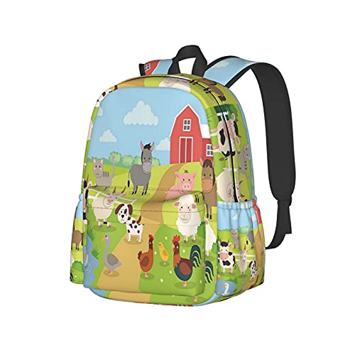 KiuLoam 17 Inch Backpack Farm Animals Laptop Backpack Shoulder Bag School Bookbag Casual Daypack