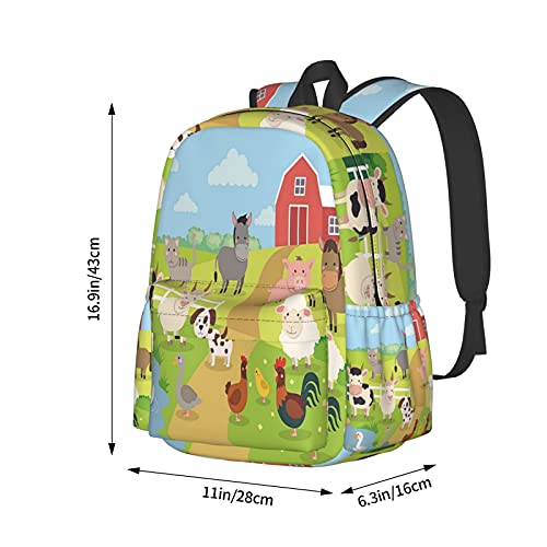 KiuLoam 17 Inch Backpack Farm Animals Laptop Backpack Shoulder Bag School Bookbag Casual Daypack