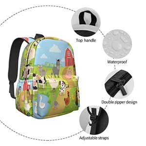 KiuLoam 17 Inch Backpack Farm Animals Laptop Backpack Shoulder Bag School Bookbag Casual Daypack