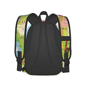 KiuLoam 17 Inch Backpack Farm Animals Laptop Backpack Shoulder Bag School Bookbag Casual Daypack