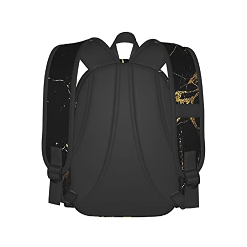 KiuLoam 17 Inch Backpack Gold Black Marble Laptop Backpack Shoulder Bag School Bookbag Casual Daypack