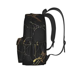 KiuLoam 17 Inch Backpack Gold Black Marble Laptop Backpack Shoulder Bag School Bookbag Casual Daypack