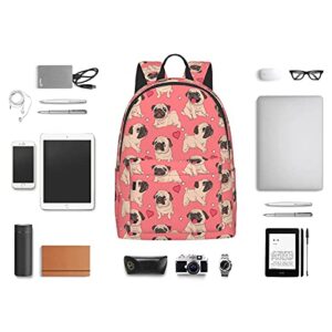 FeHuew 16 inch backpack Cartoon Pugs Puppies Laptop Backpack Full Print School Bookbag Shoulder Bag for Travel Daypack