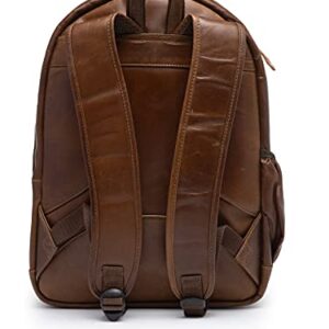 Teakwood Genuine Leather Backpack 15.6 Inch Travel Laptop Bag Casual Shoulder Vintage Daypack For Men and Women (Brown)