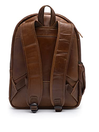 Teakwood Genuine Leather Backpack 15.6 Inch Travel Laptop Bag Casual Shoulder Vintage Daypack For Men and Women (Brown)