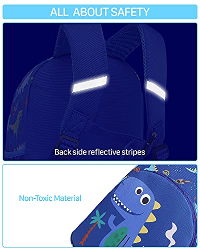 Bagseri Toddler Backpack, Dinosaur Backpack for Boys, Lightweight Kids Backpack Daycare Bag Preschool Backpack, 12 Inch (Cute Dinosaur, Blue)