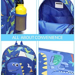 Bagseri Toddler Backpack, Dinosaur Backpack for Boys, Lightweight Kids Backpack Daycare Bag Preschool Backpack, 12 Inch (Cute Dinosaur, Blue)