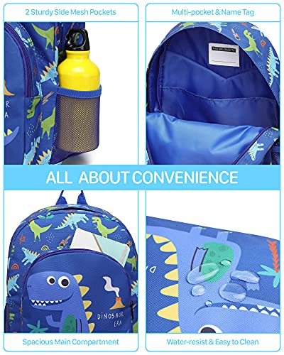 Bagseri Toddler Backpack, Dinosaur Backpack for Boys, Lightweight Kids Backpack Daycare Bag Preschool Backpack, 12 Inch (Cute Dinosaur, Blue)