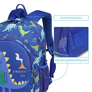 Bagseri Toddler Backpack, Dinosaur Backpack for Boys, Lightweight Kids Backpack Daycare Bag Preschool Backpack, 12 Inch (Cute Dinosaur, Blue)