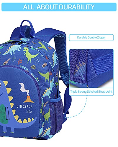 Bagseri Toddler Backpack, Dinosaur Backpack for Boys, Lightweight Kids Backpack Daycare Bag Preschool Backpack, 12 Inch (Cute Dinosaur, Blue)