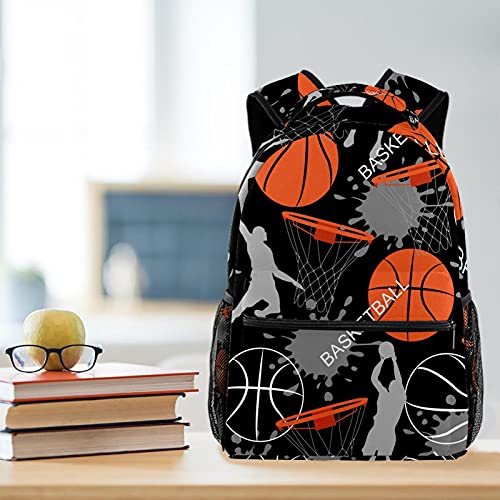 JAVENPROEQT Casual School Backpack Basketball Bookbag Features Roomy Capacity And Adjustable Strap, Multicolor, 11.5 x 8 x 16 inch