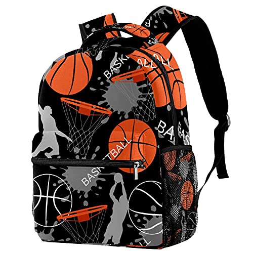 JAVENPROEQT Casual School Backpack Basketball Bookbag Features Roomy Capacity And Adjustable Strap, Multicolor, 11.5 x 8 x 16 inch