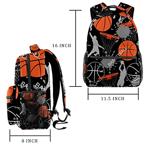 JAVENPROEQT Casual School Backpack Basketball Bookbag Features Roomy Capacity And Adjustable Strap, Multicolor, 11.5 x 8 x 16 inch