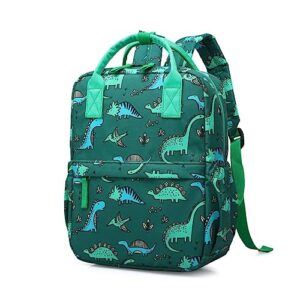 cute toddler preschool backpack dinosaur unicorn school book bag for girls, boys kids kindergarten nursery travel bag with chest strap(green dinosaur)