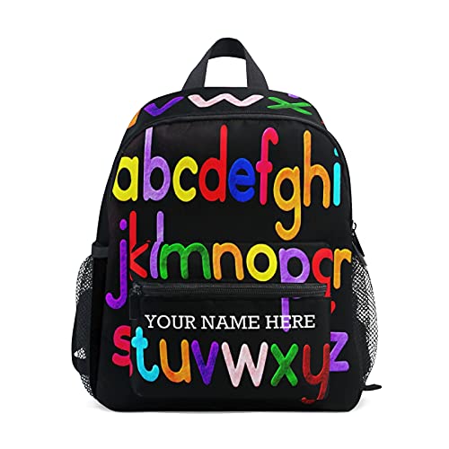 CHIFIGNO Personalized Customized Colorful Alphabet Kids Preschool Backpacks for Girls Boys Travel Bag Schoolbag Bookbag for Children