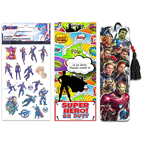 Marvel Shop Avengers Backpack for Boys Girls Kids - 7 Pc Bundle With 16 inch Superhero School Bag, Lunch Bag, Water Bottle, Stickers, And More (Avengers School Supplies), L