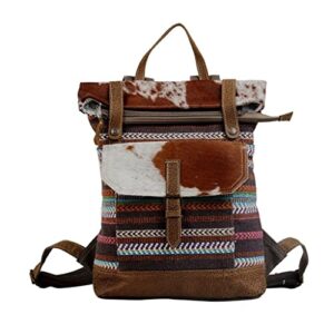 myra bag kitschy backpack upcycled cotton & cowhide leather s-2853