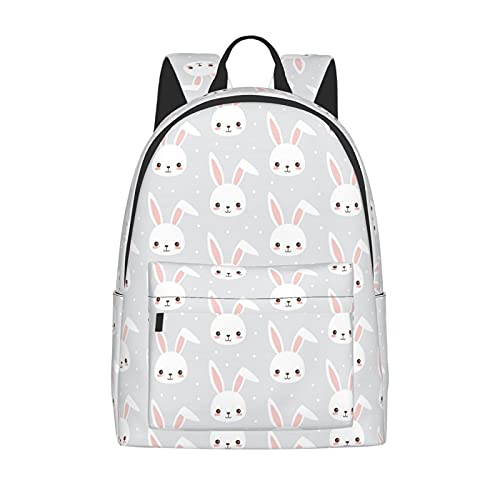 FeHuew 16 inch backpack Childish Bunny Cartoon Rabbits Laptop Backpack Full Print School Bookbag Shoulder Bag for Travel Daypack