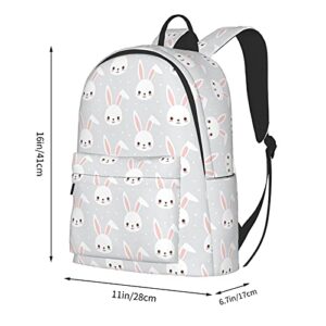 FeHuew 16 inch backpack Childish Bunny Cartoon Rabbits Laptop Backpack Full Print School Bookbag Shoulder Bag for Travel Daypack