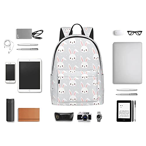 FeHuew 16 inch backpack Childish Bunny Cartoon Rabbits Laptop Backpack Full Print School Bookbag Shoulder Bag for Travel Daypack