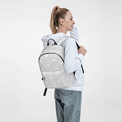 FeHuew 16 inch backpack Childish Bunny Cartoon Rabbits Laptop Backpack Full Print School Bookbag Shoulder Bag for Travel Daypack