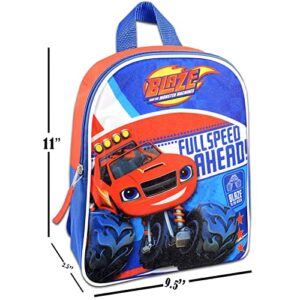 Nick Shop Blaze And The Monster Machines Mini Backpack ~ 3 Pc Bundle With 11 inch Blaze School Bag For Boys, Toddlers, Kids With Race Car Stickers And More (Blaze School Supplies)