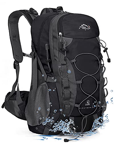 INOXTO lightweight Hiking Backpack 35L/40L Hiking Daypack with Waterproof Rain Cover Camping Backpack for Travel Camping Outdoor for Men and Women (35L Black)