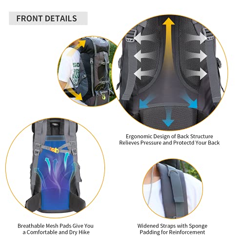 Dehikewell Hiking Backpack, 60L Large Rucksack for Men Women, Water-resistant Lightweight Daypack Ideal for Camping Trekking Travel