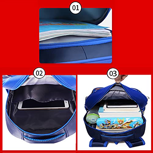 Reorzon Kids Toddler School Backpack 3D Comic Student Schoolbag Waterproof Lightweight Elementary Bookbags for Boys Girls (Blue, 27cm*16cm*36cm)