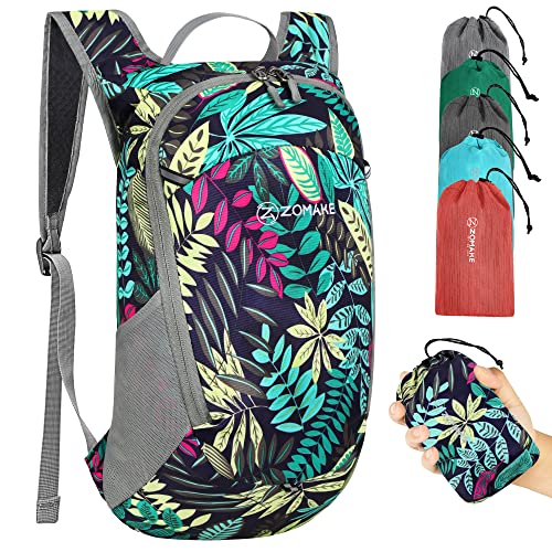 ZOMAKE Ultra Lightweight Packable Backpack 18L - Small Foldable Hiking Backpacks Water Resistant Folding Daypack for Travel(Mixed Color-Leaves)