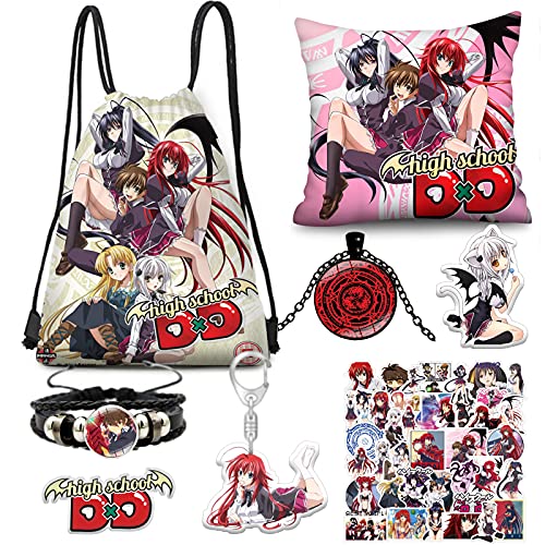 School DxD Merch, Backpack,Buttons Pins Keychain Necklace Bracelet Pillow Case 50pcs Stickers (A)