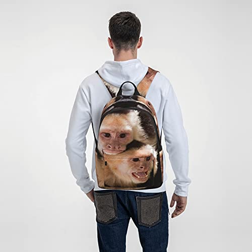 FeHuew 16 inch backpack 3D Animals Two Capuchin Monkey Laptop Backpack Full Print School Bookbag Shoulder Bag for Travel Daypack