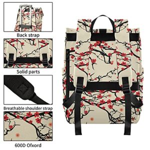 ALAZA Japanese Cherry Blossom Sakura Vintage Large Laptop Backpack Purse for Women Men Waterproof Anti Theft Roll Top Backpack, 13-17.3 inch