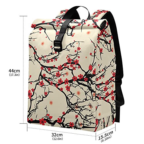 ALAZA Japanese Cherry Blossom Sakura Vintage Large Laptop Backpack Purse for Women Men Waterproof Anti Theft Roll Top Backpack, 13-17.3 inch